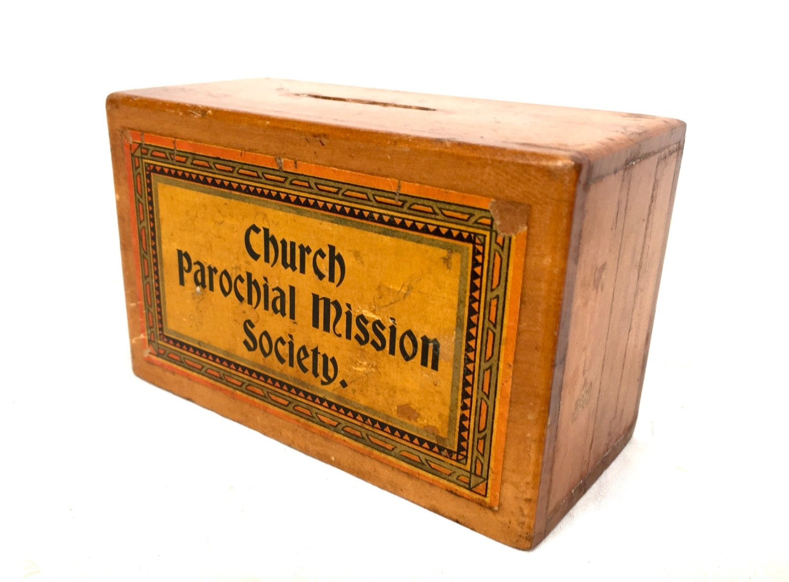 Antique Wooden Church Parochial Mission Box Collection / Offering Box ...