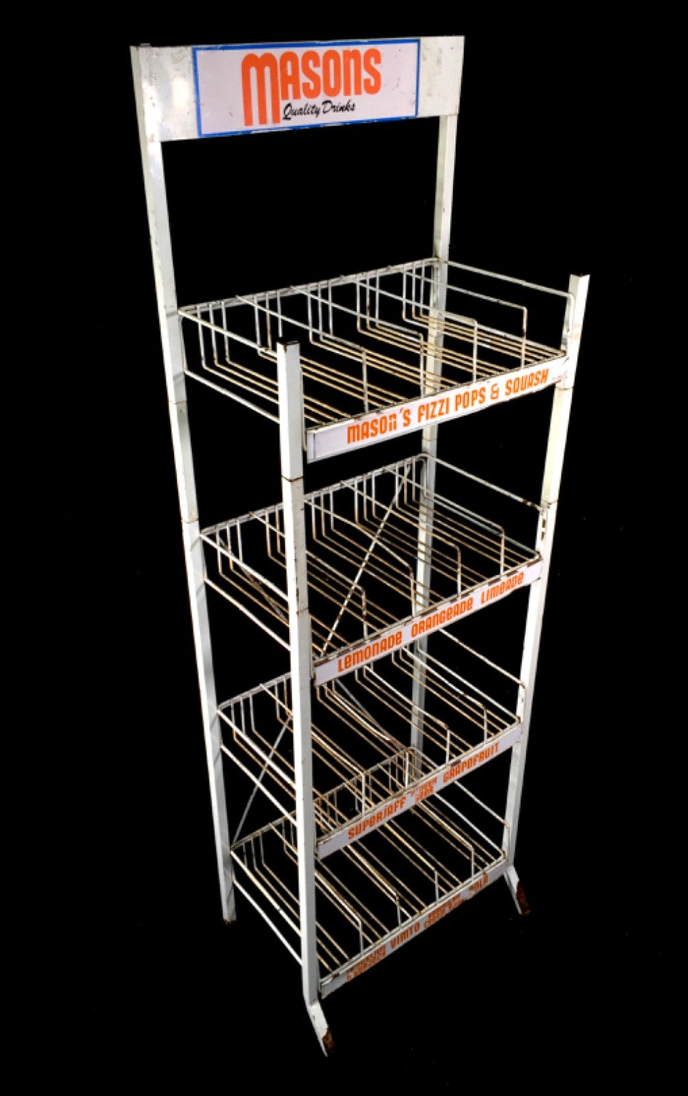 Antique Advertising Masons Drink Metal Shop Display Stand Shelf Rack c ...