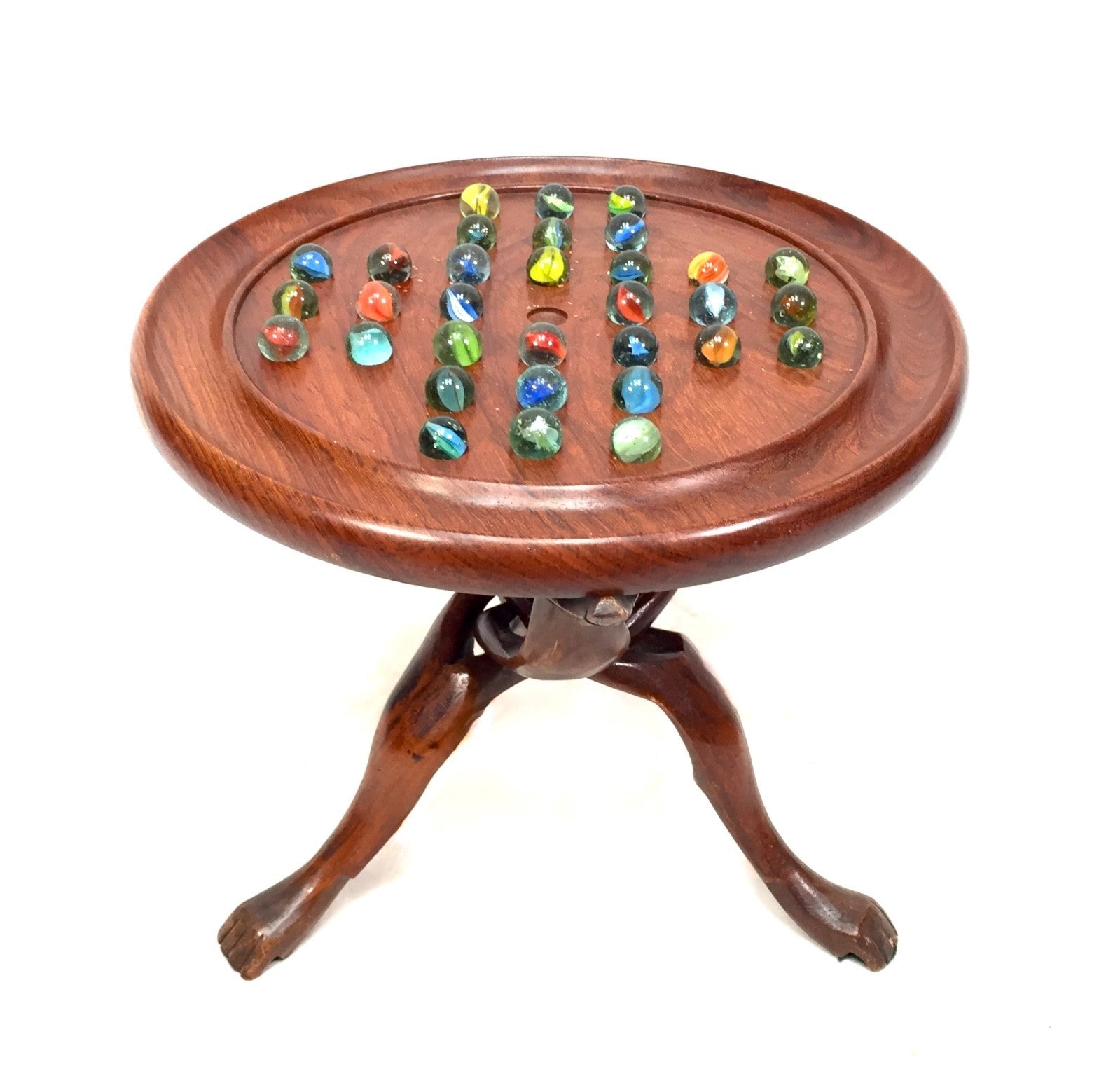 Wooden Solitaire Table Stand & Glass Marble Set / Complete A – Brook ...
